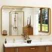 BEAUTYPEAK Bathroom Mirror 30x48 inch, Modern Round Corner Vanity Wall ...