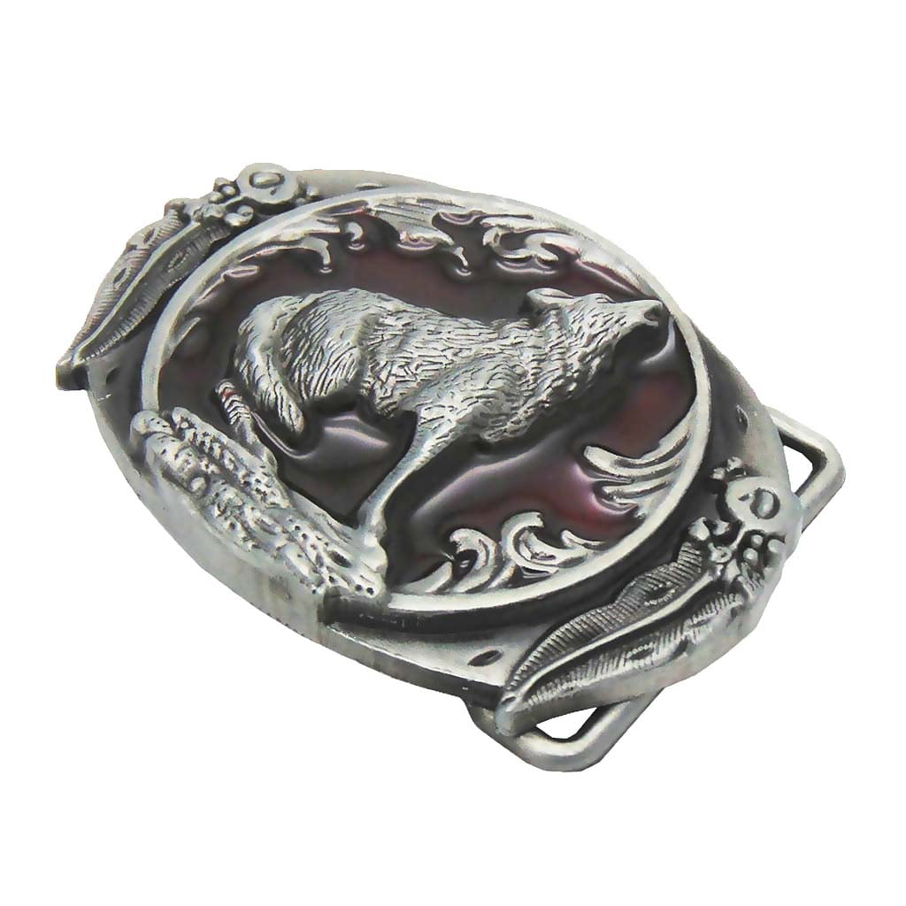 Cowboy Silver Red Howling Wolf Belt Buckle Coyote Cool Men Hugo Hebilla ...