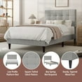 Mainstays Hillside Square Tufted Upholstered Twin Bed, Light Gray ...