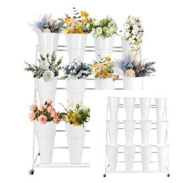 A&B Home White Weathered Iron Flower Cart Plant Stand 33.5" x 20.9" x ...