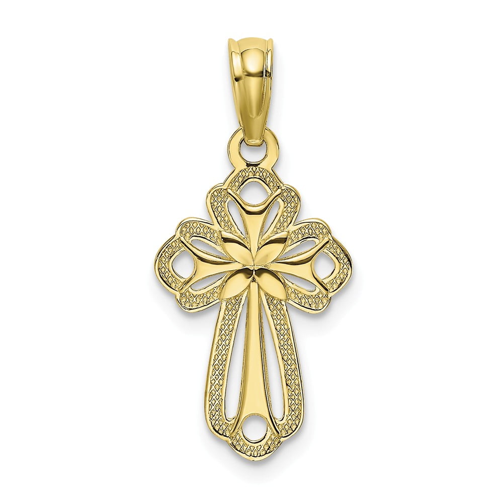 FB Jewels 10K Yellow Gold Cross Inside Cross Cut Out Pendant - Walmart.com