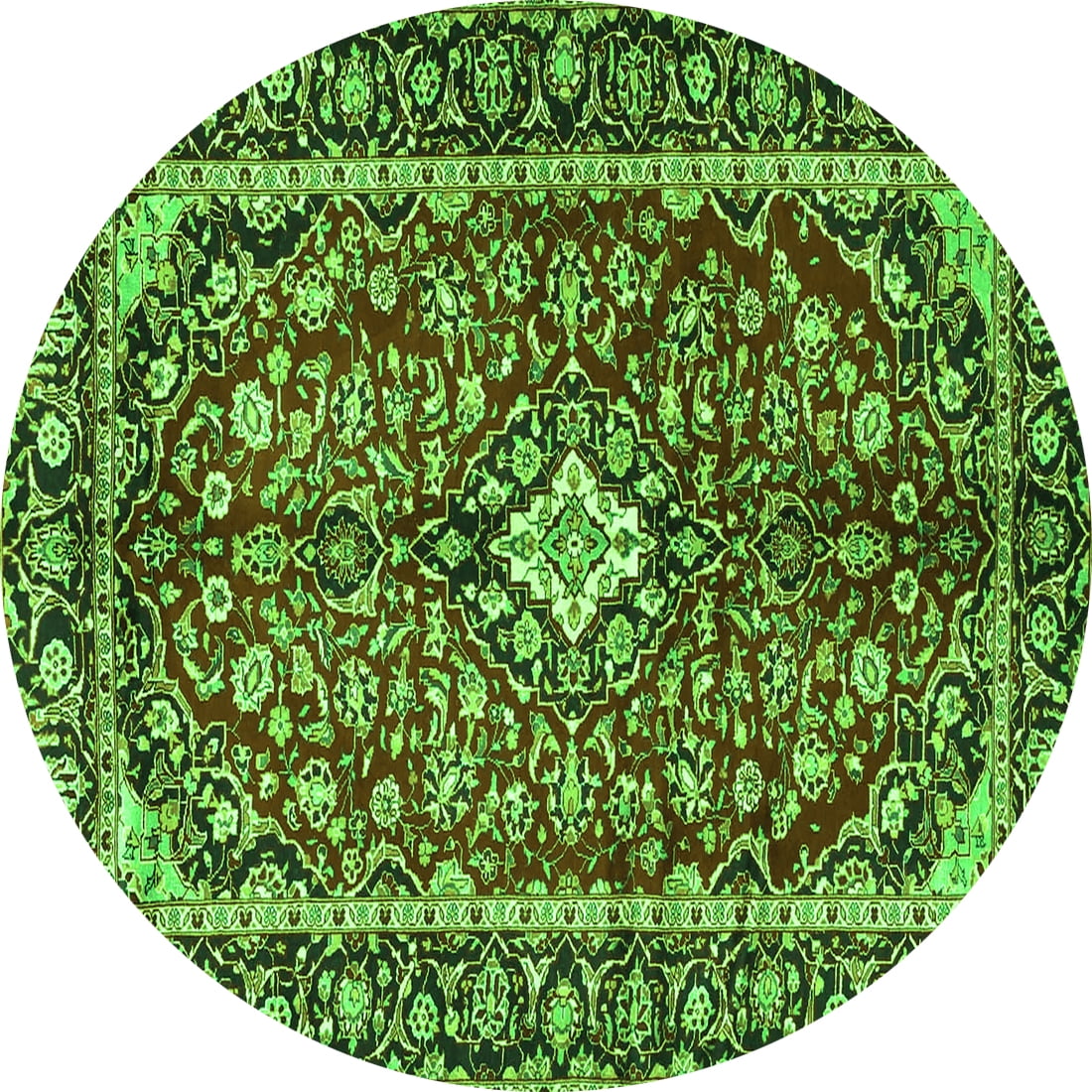 Ahgly Company Indoor Round Medallion Green Traditional Area Rugs, 6 ...