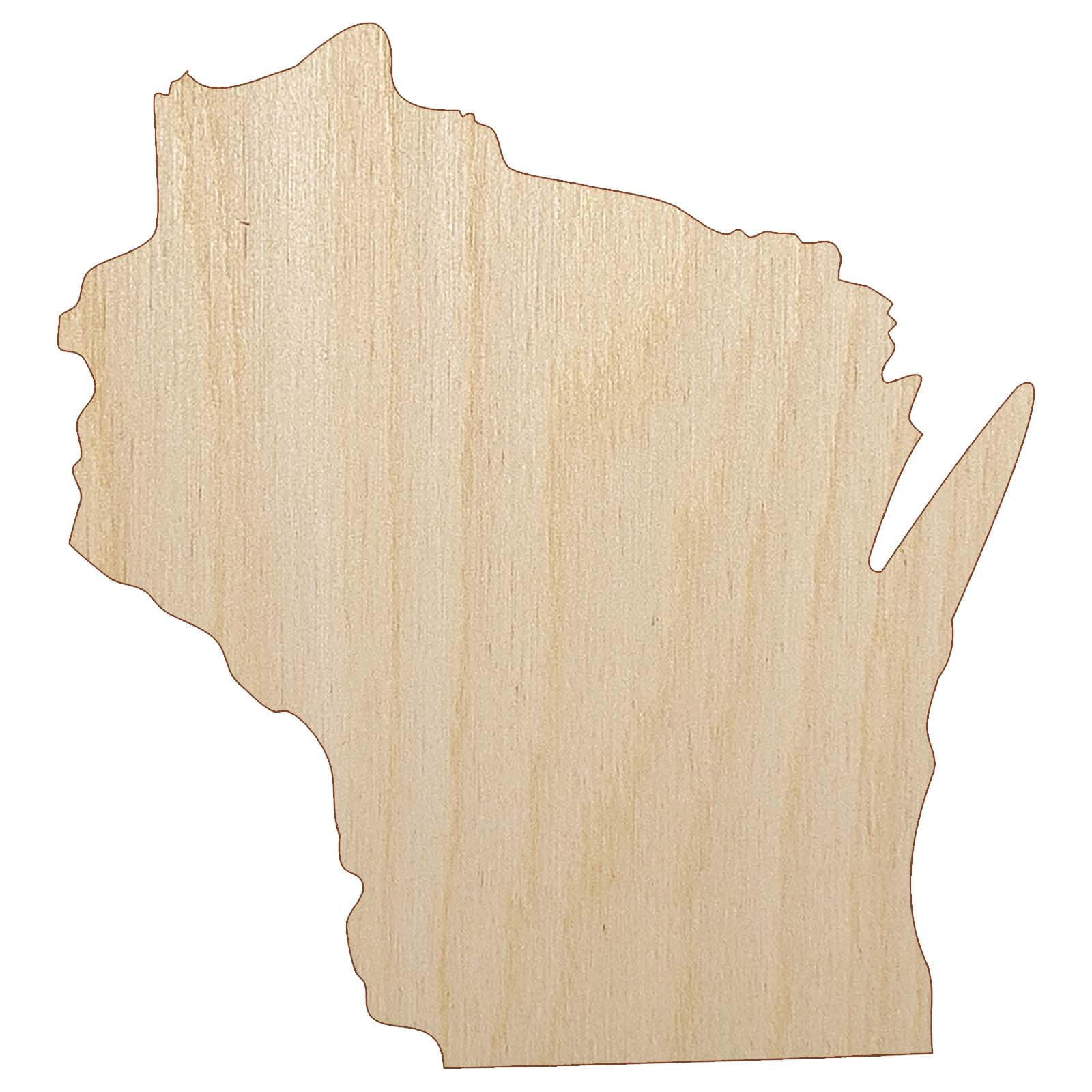 Wisconsin State Silhouette Wood Shape Unfinished Piece Cutout Craft DIY ...
