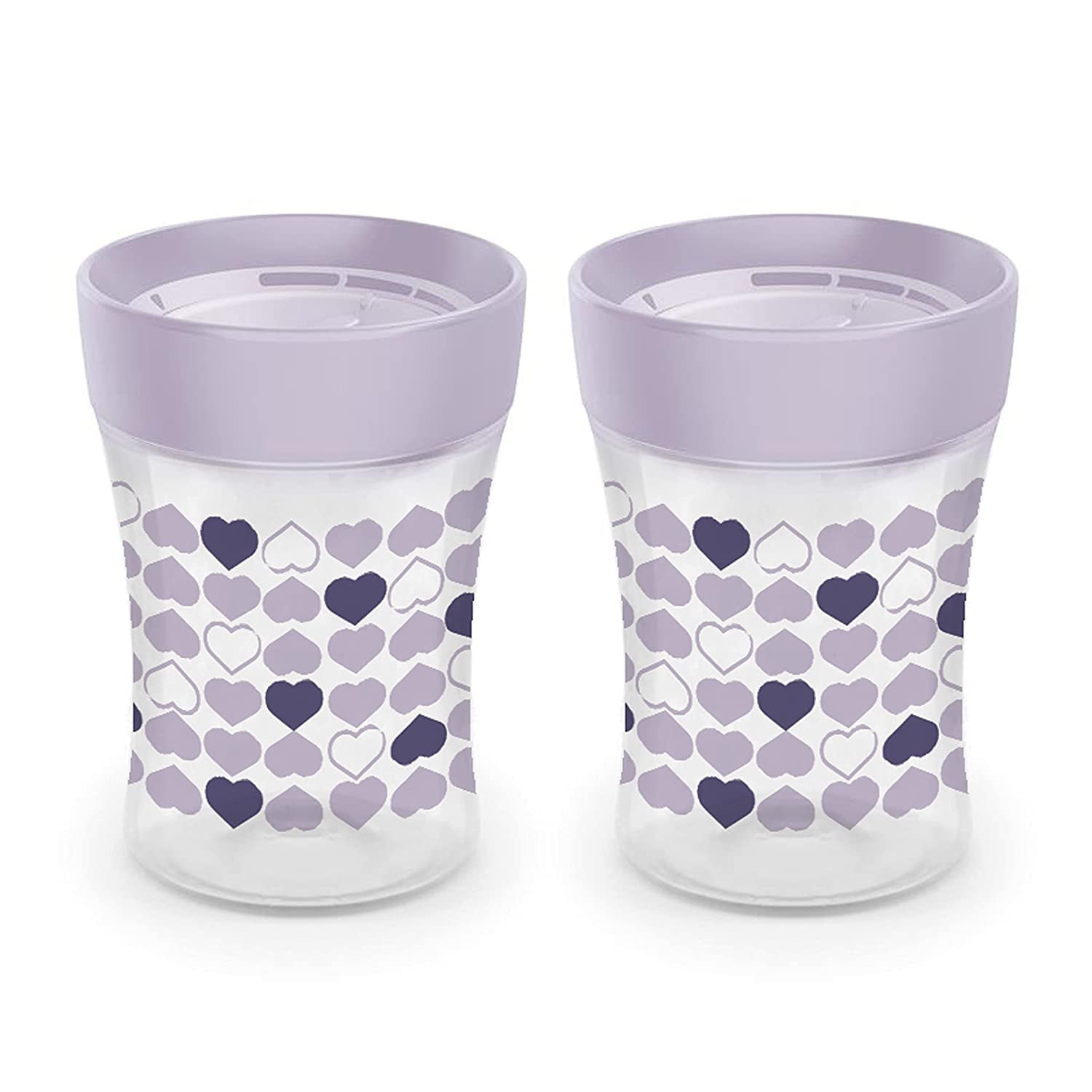NUK Sip Trainer Cup with 3 Flow Speeds, 2 pack, Purple Hearts - Walmart.com