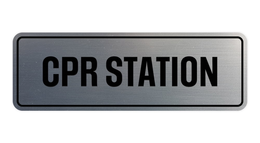 Standard Cpr Station Sign (Brushed Silver) - Medium 2-3/4" X 7 ...
