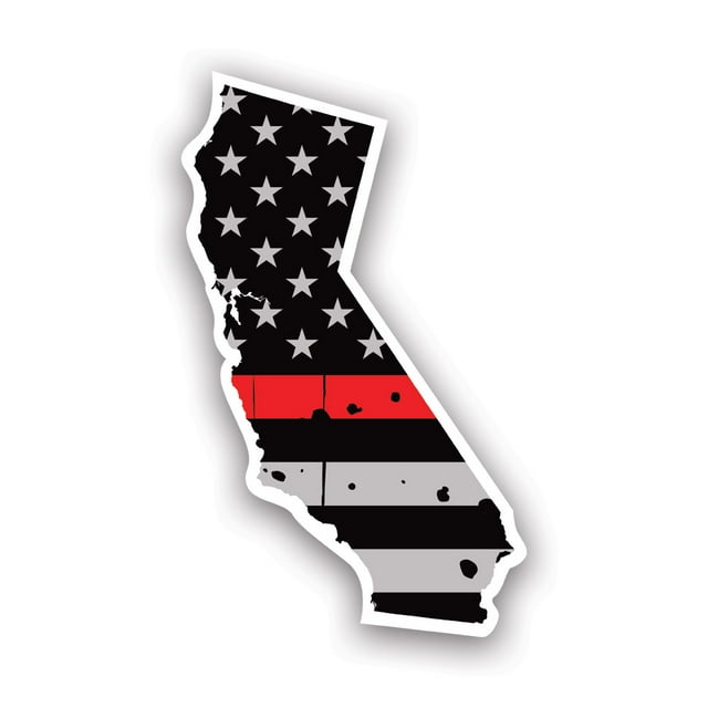 Distressed Thin Red Line California State Shaped Subdued US Flag ...