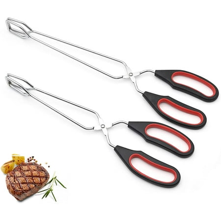 2 BBQ Tongs, Stainless Steel Scissor Tongs Kitchen Food Clips Barbecue ...