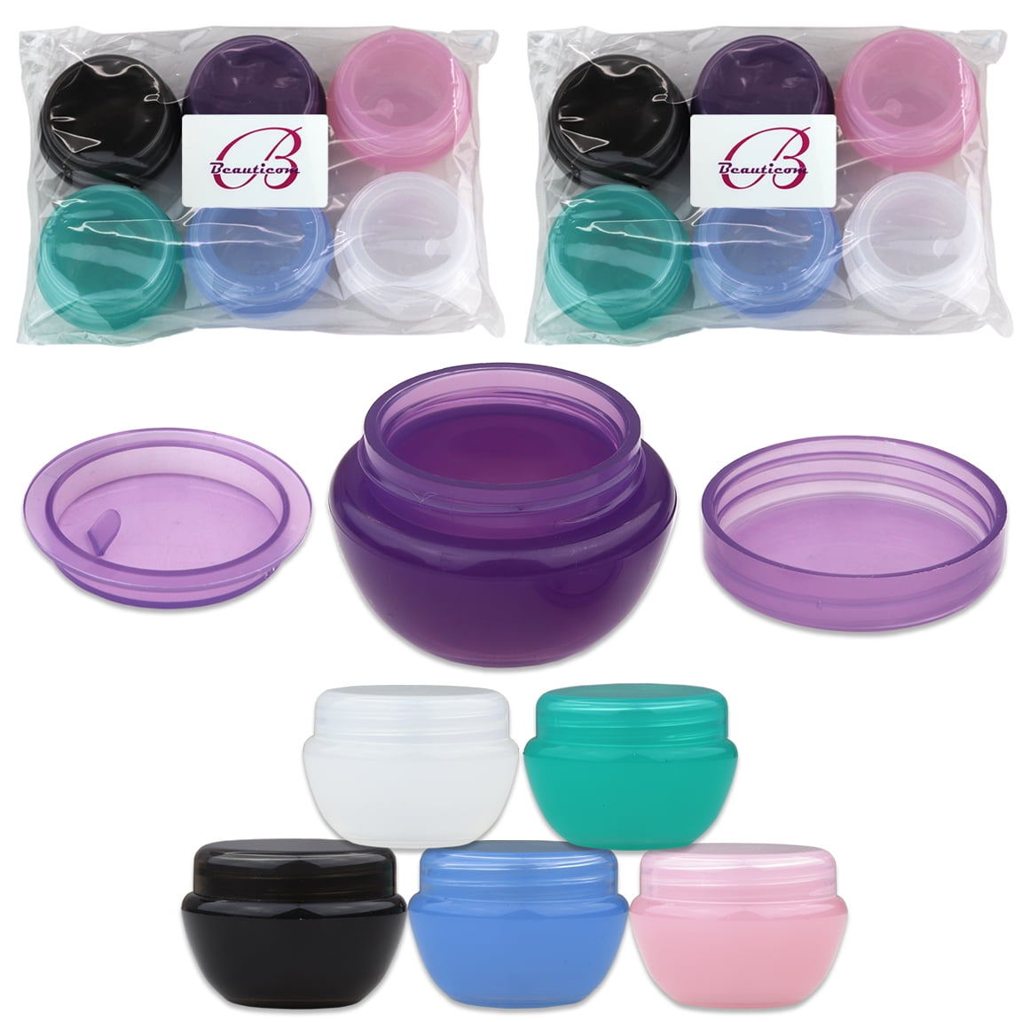 Beauticom 12 Jars 10G/10ML Round Oval Plastic Container Jars with Inner ...