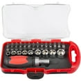 Ratcheting Screwdriver with 38 Piece Bit and Socket Set - Stubby Handle ...