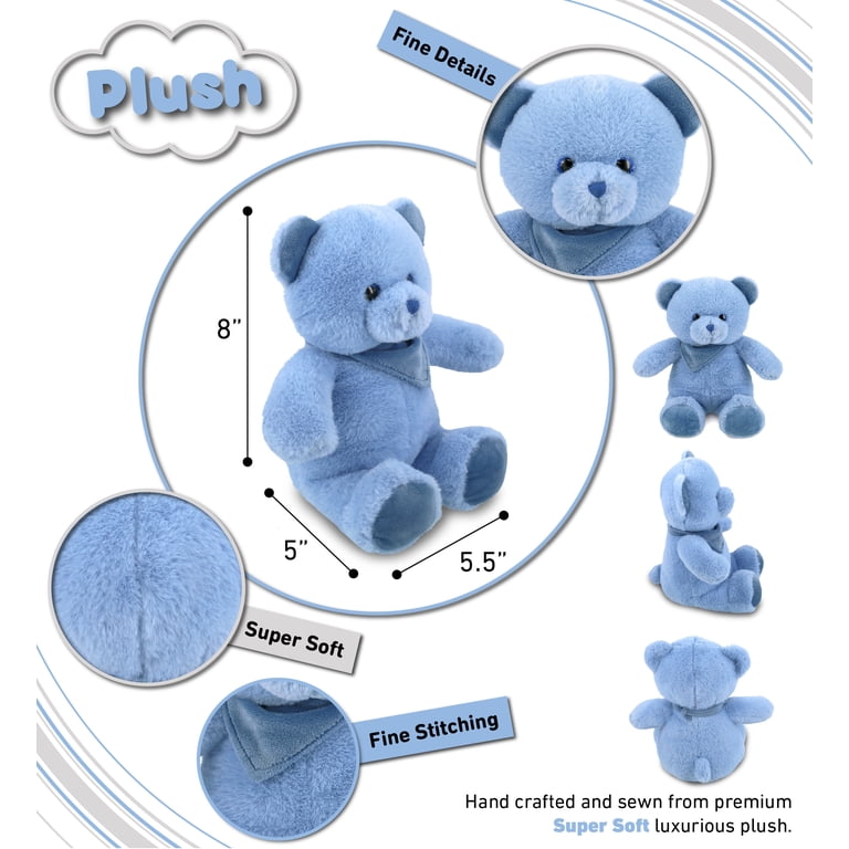 Blue Bear Stuffed Animal Cute Teddy Bear Plush With Bow Tie