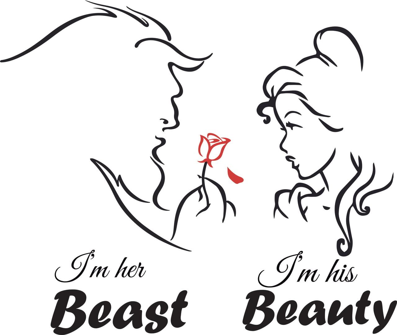 Im Her Beast Im His Beauty Quote Rose Love Story Bedroom Picture Art ...