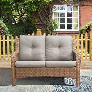 Gymax Patio Rattan Daybed Wicker Loveseat Sofa w/ Multifunctional ...