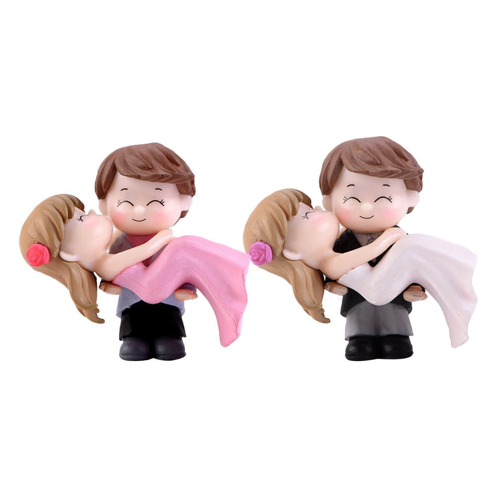 2 Pairs Lovely Couple Statues Cake Adornments Couple Figures Birthday ...