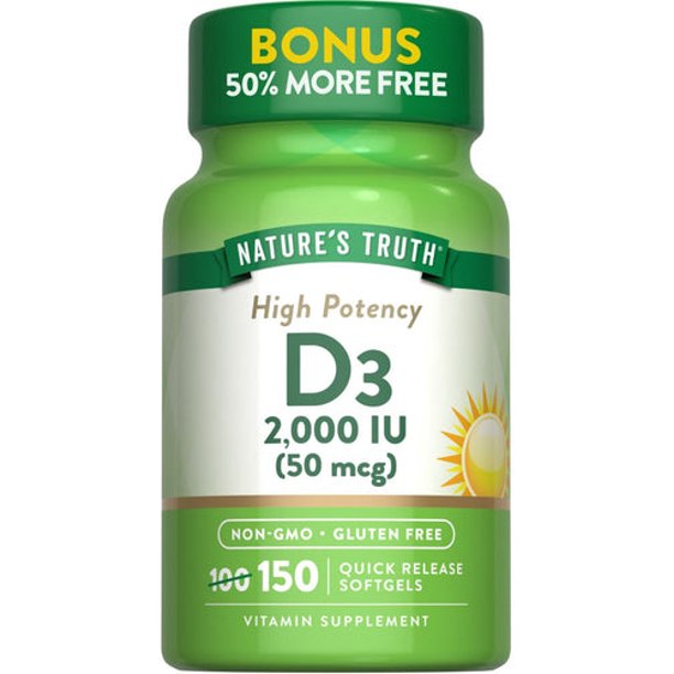 Suplemento de vitamina D3 de alta potencia de Nature's Truth 2000 UI ...
