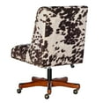 Linon Brown & White Cow Print Plush Rolling Desk Armchair, Home Office ...