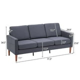 Ktaxon Modern Furniture 3 Seat Mid Century Fabric Sofa with Wood Legs for Small Apartment Living ...