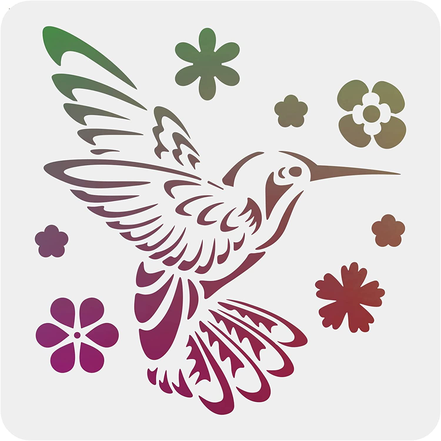 Hummingbird Stencil Decoration Template 11.8x11.8 inch Plastic Bird ...
