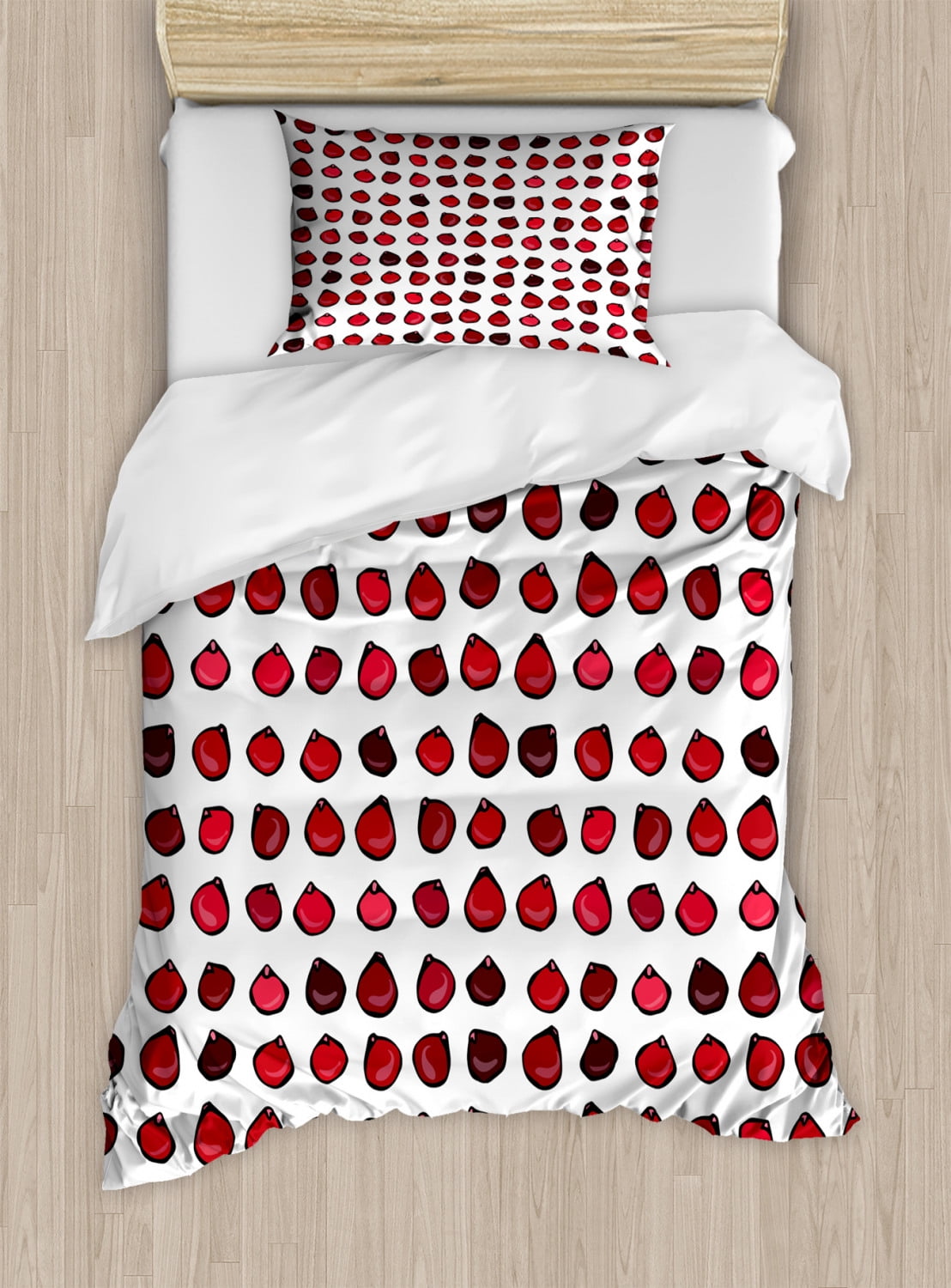 Cranberry Duvet Cover Set Twin Size, Cute Childish Berry Pattern on ...