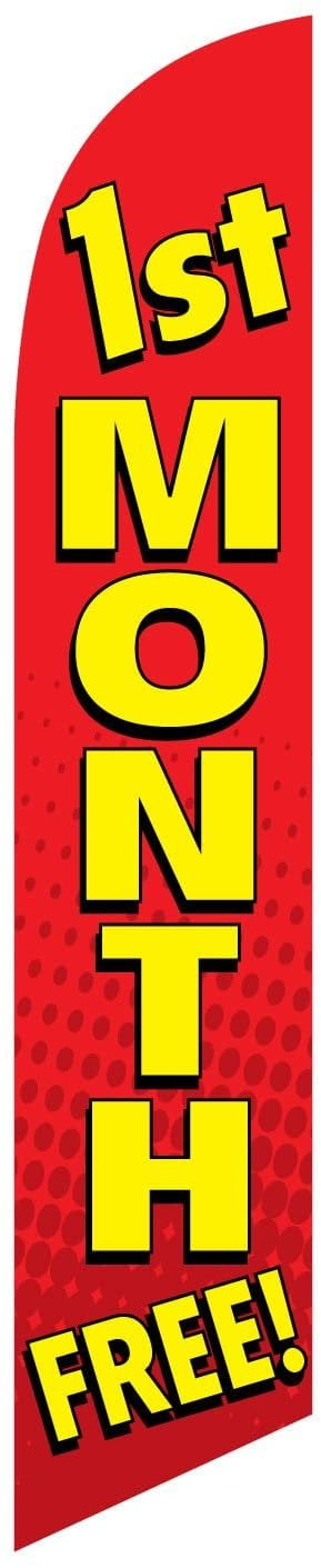 1st First Month Free Advertising Feather Banner Swooper Flag Sign with ...