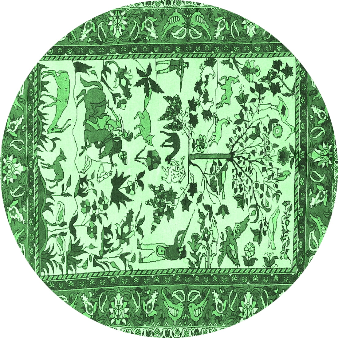 Ahgly Company Indoor Round Animal Emerald Green Traditional Area Rugs ...