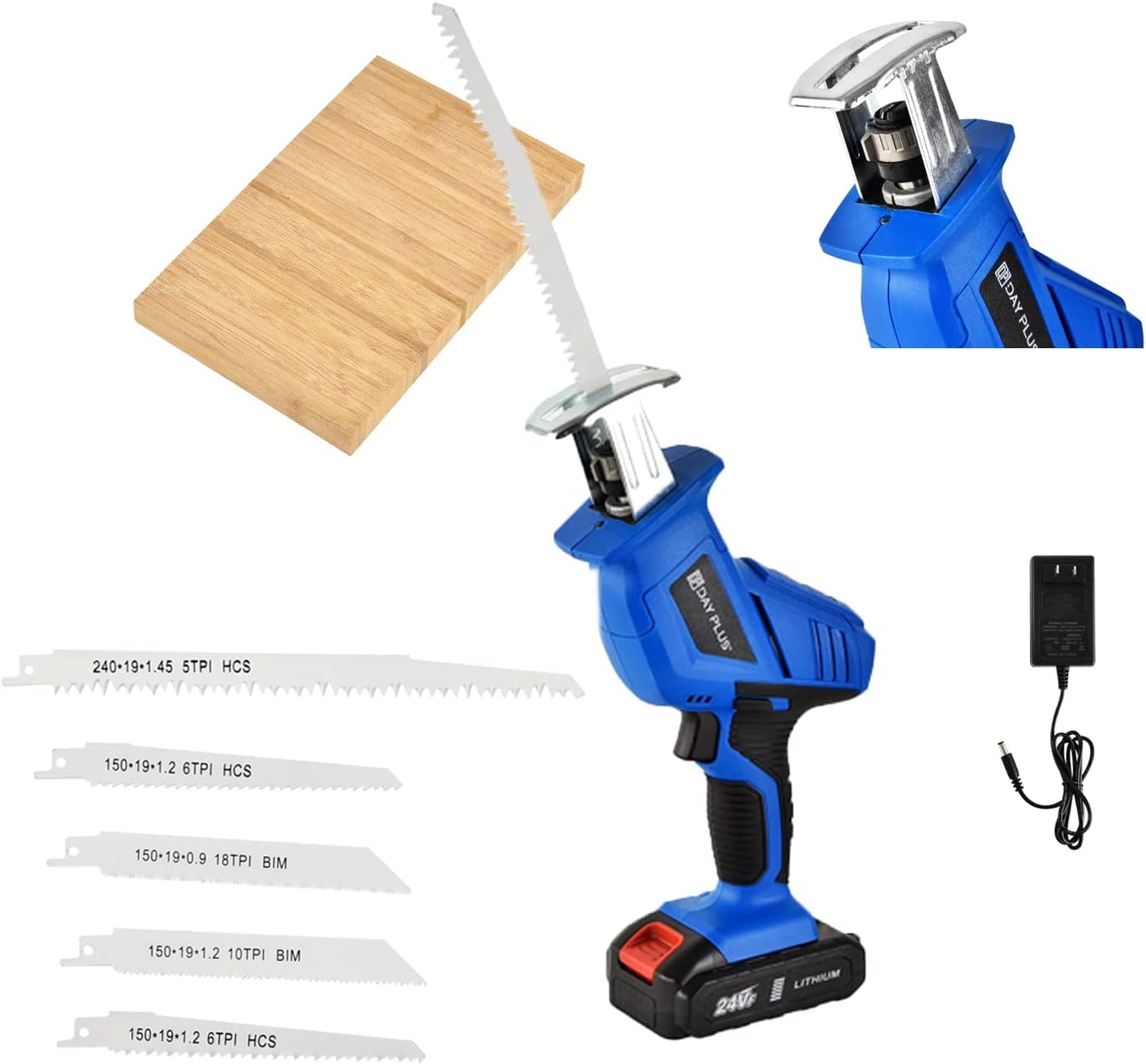 Dayplus 21V Cordless Reciprocating Saw Electric Wood Metal PVC Cutting ...