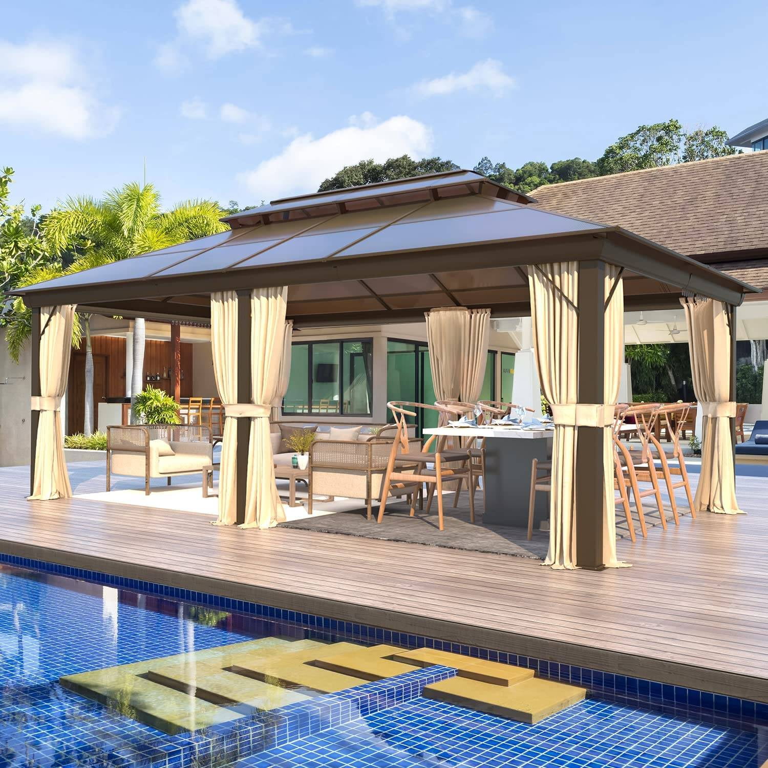 Click here for Hommow 12x20 Gazebo Polycarbonate Double Roof Cano... prices