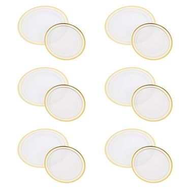 Prestee 50 Crystal Clear Plastic Plates | 9 Inch Disposable Plates ...