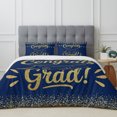 Blue Gold Graduation Cap Bedding Duvet Cover Set Full Size 4 Pieces ...