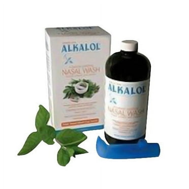 Alkalol Saline Sinus Medicine - Adult Nasal Wash & Mucus Solvent Rinse ...