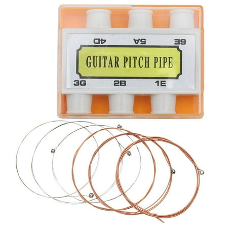 Set of 6 Pitch Pipe and 6pcs Replacement Strings for Acoustic Guitar ...