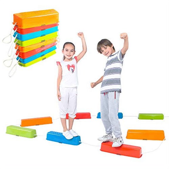 Gymax Toddler Gymnastics Wooden Balance Beam with Stepping Stones for ...