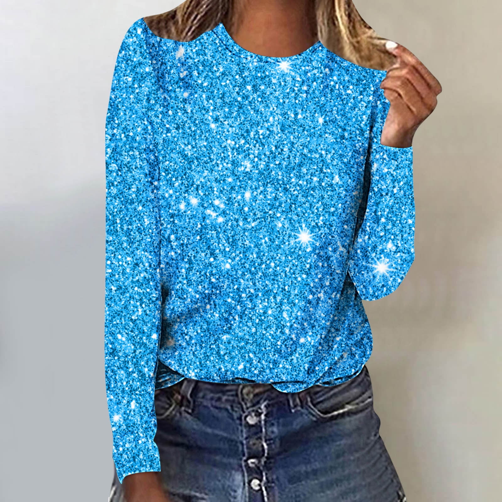 Click here for Zanvin Long Sleeve Sequin Print Tops For Women Cas... prices