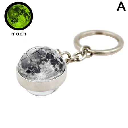Solar System Planet Galaxy Nebula Keychain Glass Ball Pendant Luminous ...