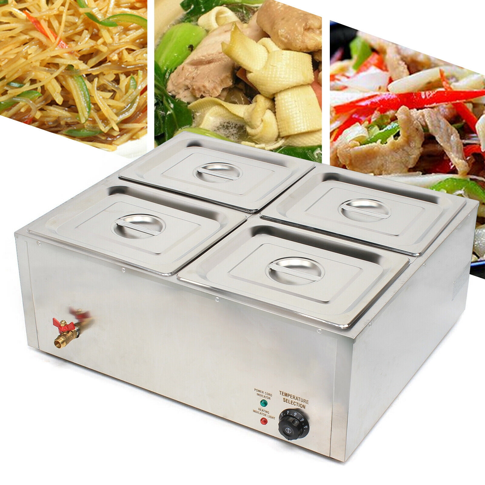 4-Pan Electric Food Warmer Commercial Deep Food Heater Countertop ...