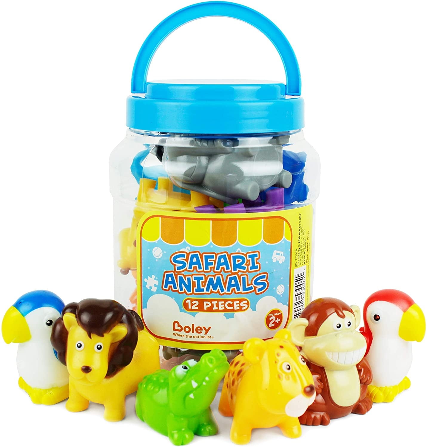 Boley Safari Animals Bath Toys Bucket - 12 Pc Sinking Kids B Boley ...