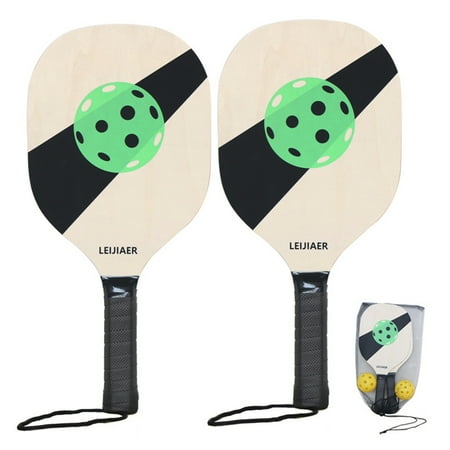 Pickleball Paddles Set of 2 Wood Paddles Rackets with Balls and Mesh ...