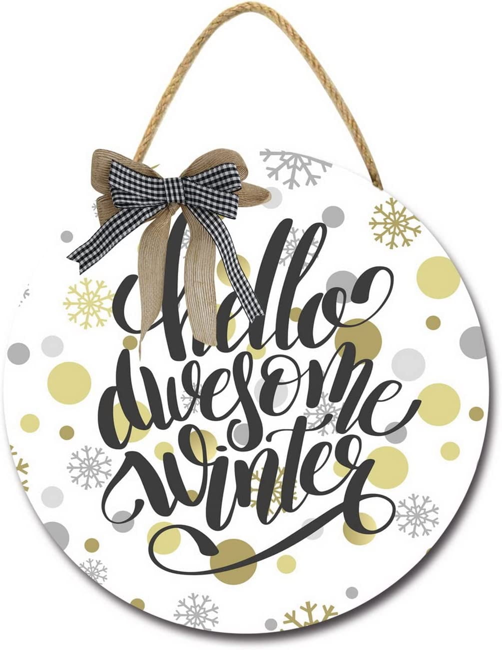 Eveokoki 11" Hello Awesome Winter Sign Farmhouse Door Signs for Wreaths ...
