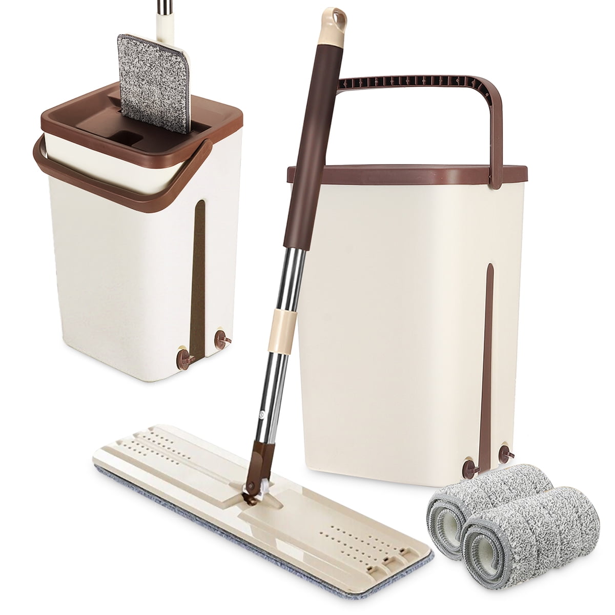 Flat Floor Mop and Bucket Set, Self Cleaning Drying Wringing Mop Bucket ... Flat Floor Mop and Bucket Set, Self Cleaning Drying Wringing Mop Bucket ...