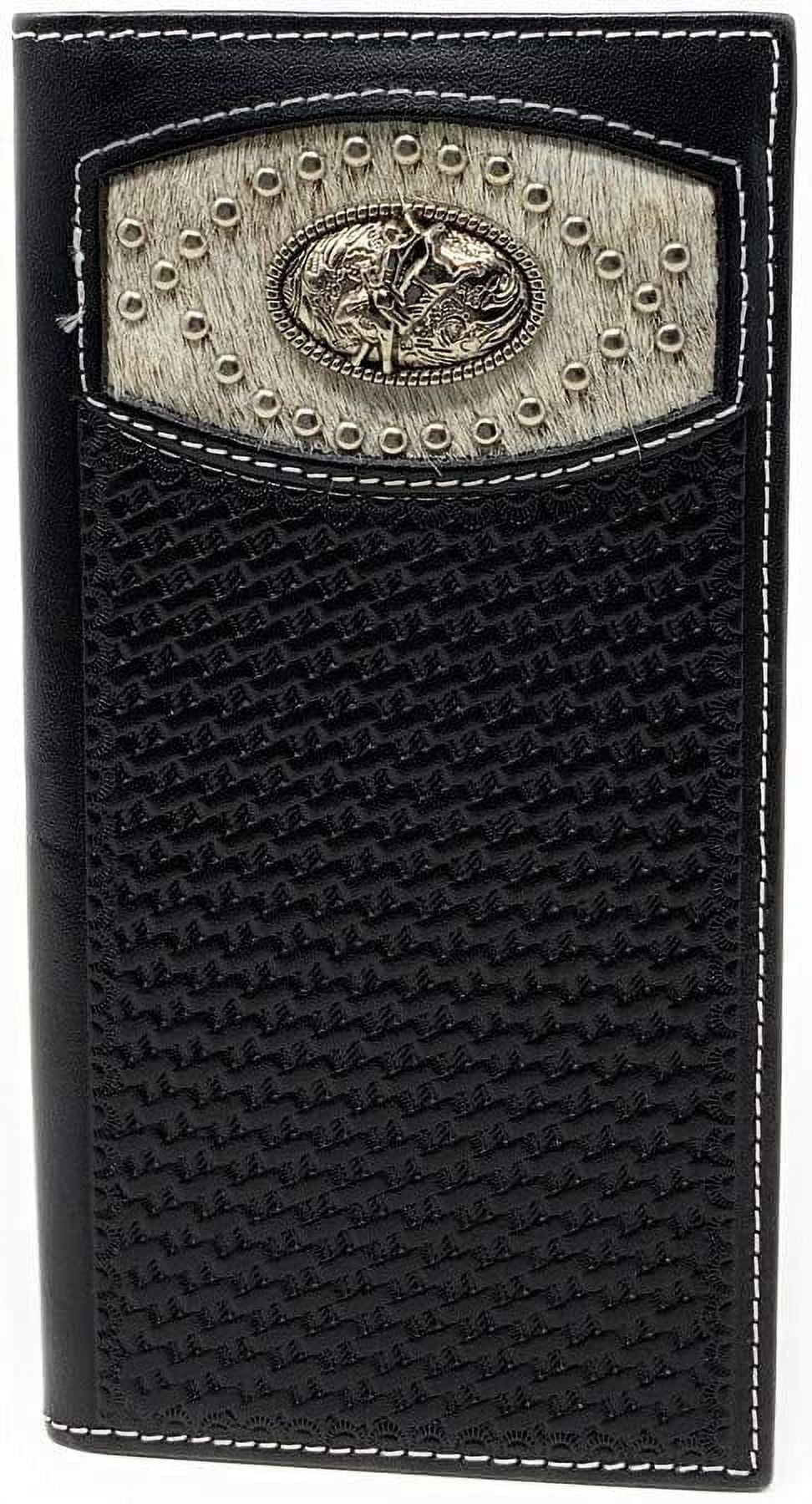 Western Men's Basketweave Genuine Leather Rodeo Long Cowhide Stud ...