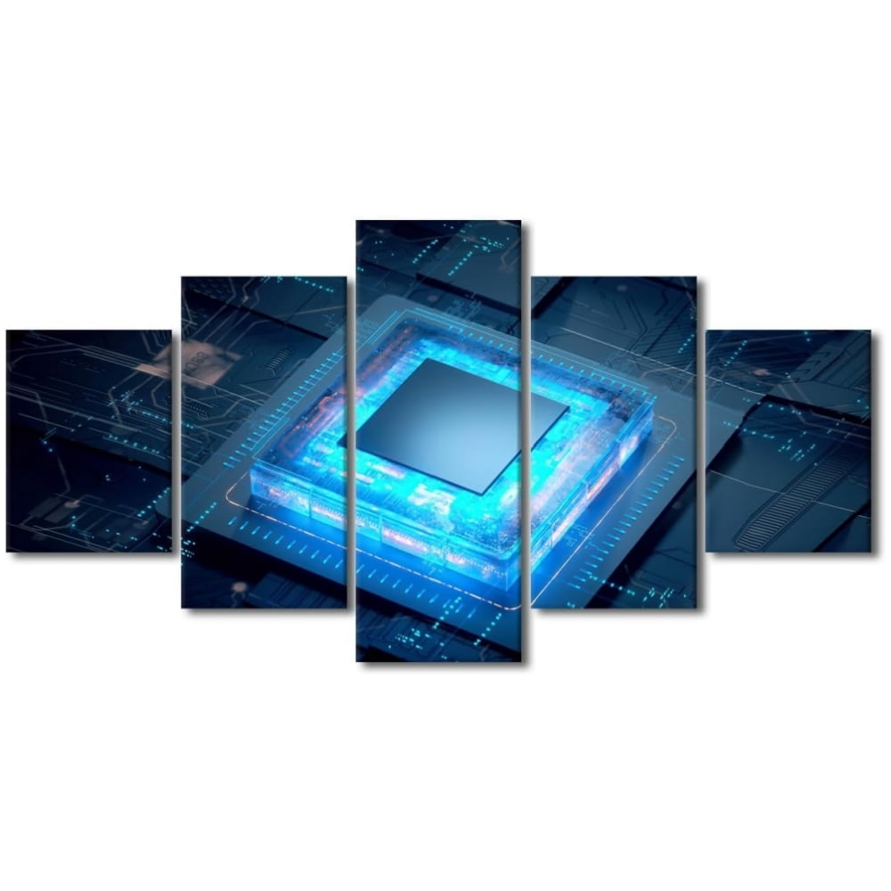 TISHIRON 5PCS Framed Technology Theme Canvas Wall Art Set,60"x32 ...