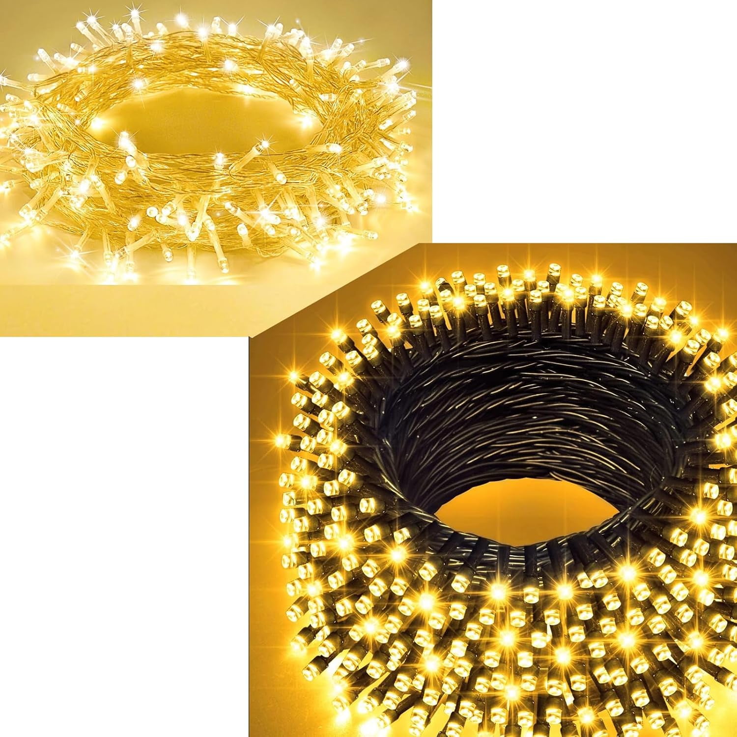 100 LED Warm White Christmas Lights Clear Wire/ 200 LED Warm White ...