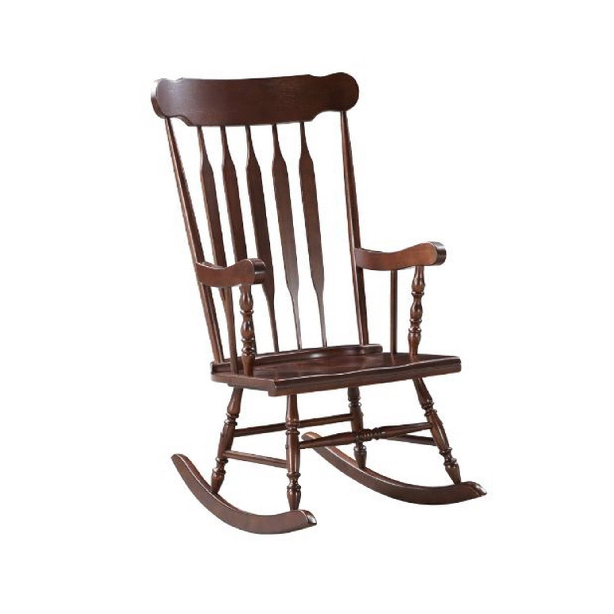 Rocking Chair with Wooden Frame and Slatted Back, Dark Brown - Walmart.com