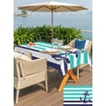 Blue Anchor Rectangle Outdoor Tablecloth with Umbrella Hole Costal ...