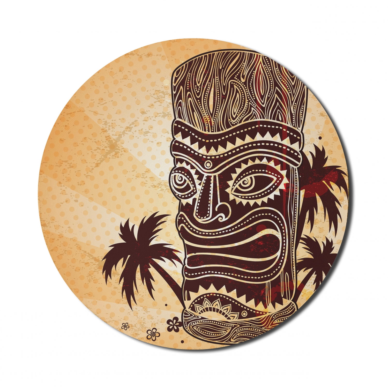 Tribal Mouse Pad for Computers, Totem Traditional Tiki on Polka Dots Backdrop with Palm Trees ...