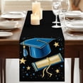 Blue Graduation Cap Burlap Cotton Table Runner 13x70 Inches Long ...