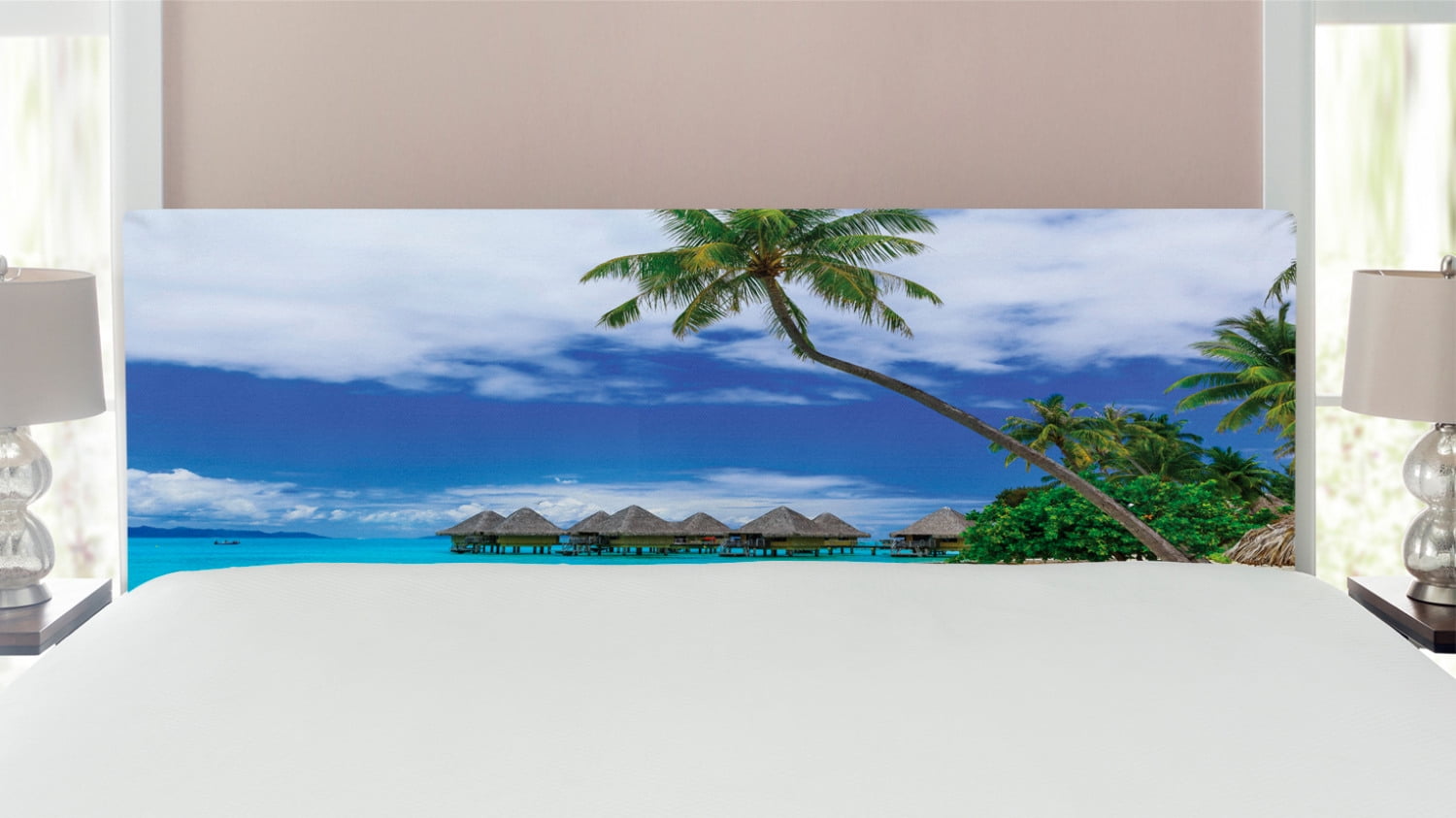 Tropical Headboard, Water Bungalows of Tropical Resort Bora Bora Island ...