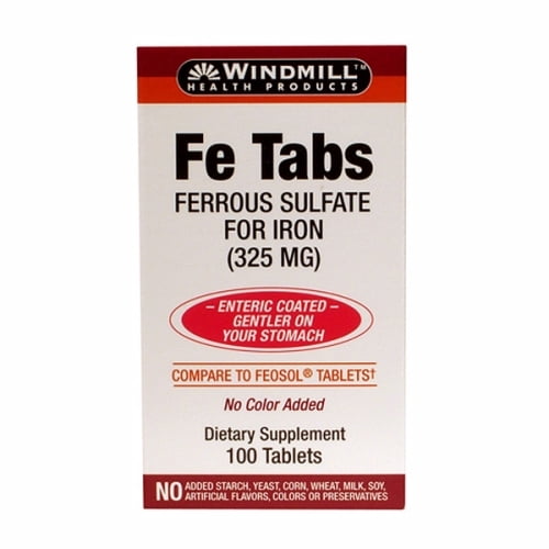 Suplemento Windmill Health Fe Tabs de sulfato ferroso 100 tabletas ...