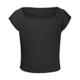 Big T-Shirts For Girls Ribbed Knit Crop Short Sleeve Square Neck Raglan ...