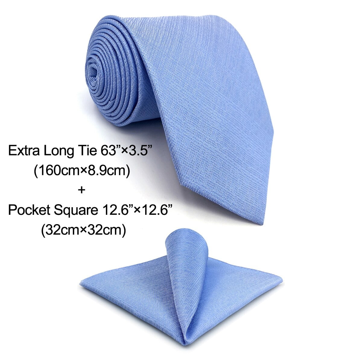 Tie Sets for Men Dress Neckties Light Blue Solid Extra Long Extra Long ...