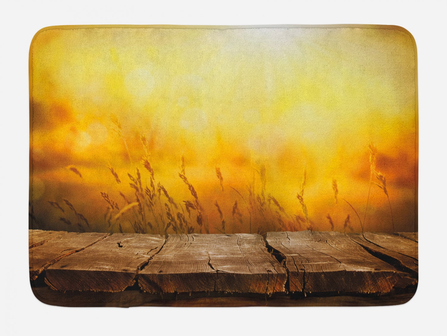 Fall Bath Mat, Empty Wooden Tabletop Layout Setting Sun Afternoon Wheat ...